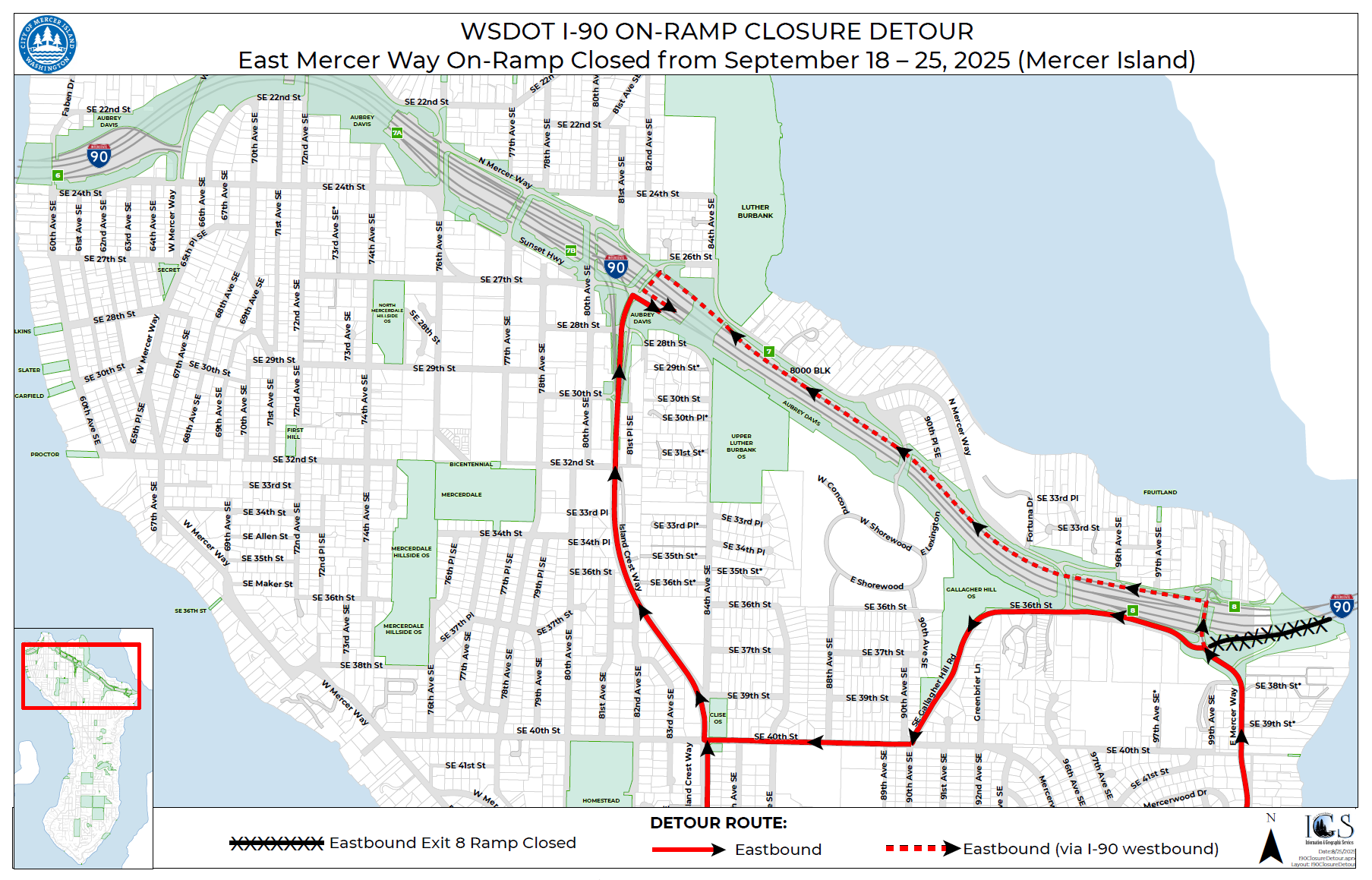 WSDOT Closure of I-90 Eastbound On-Ramp at East Mercer Way | Mercer ...