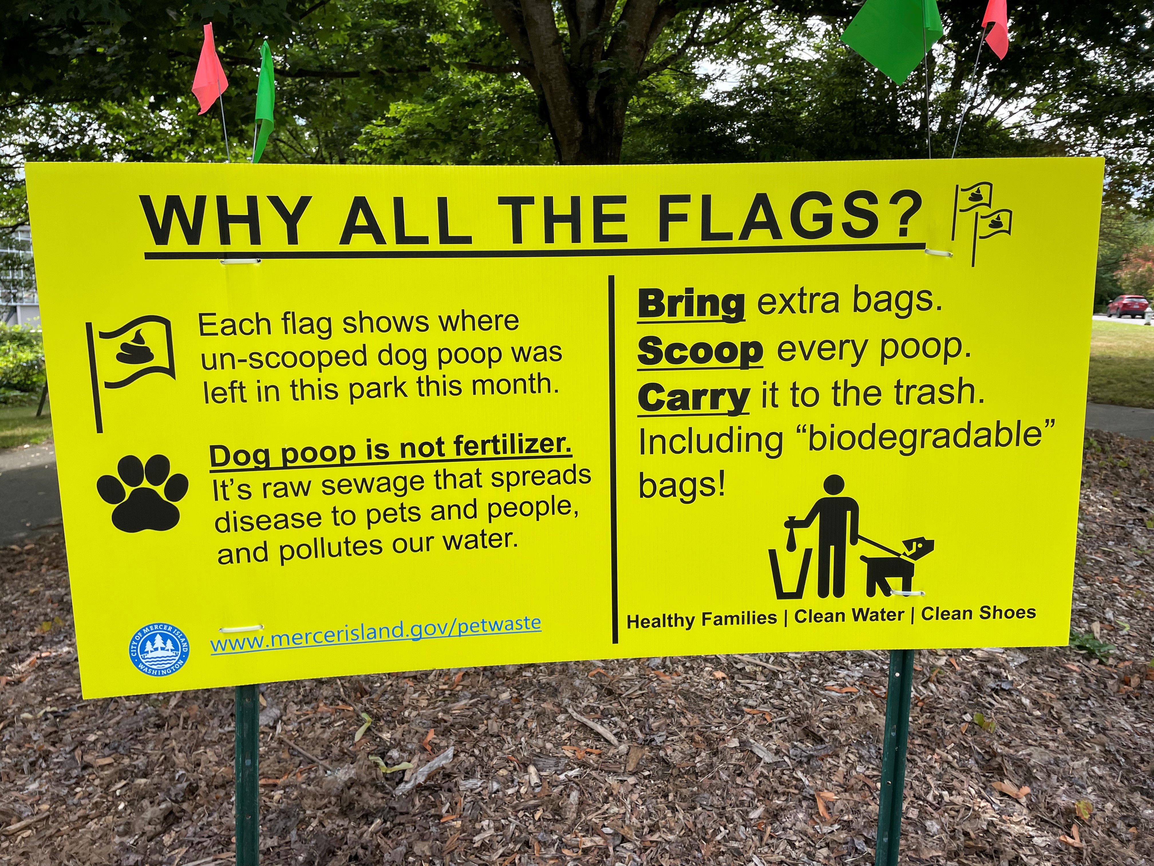 Why All The Flags? Pet Waste Campaign | Mercer Island, Washington