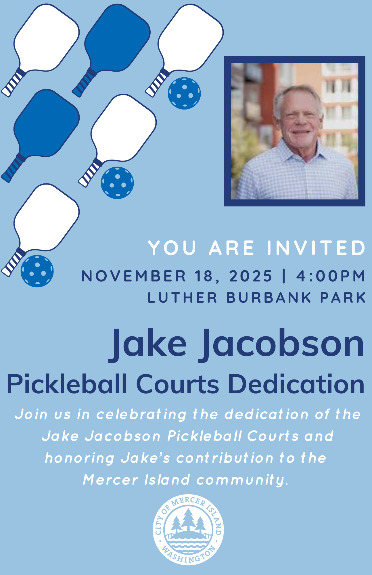 Dedication Event | Jake Jacobson Pickleball Courts | Mercer Island ...