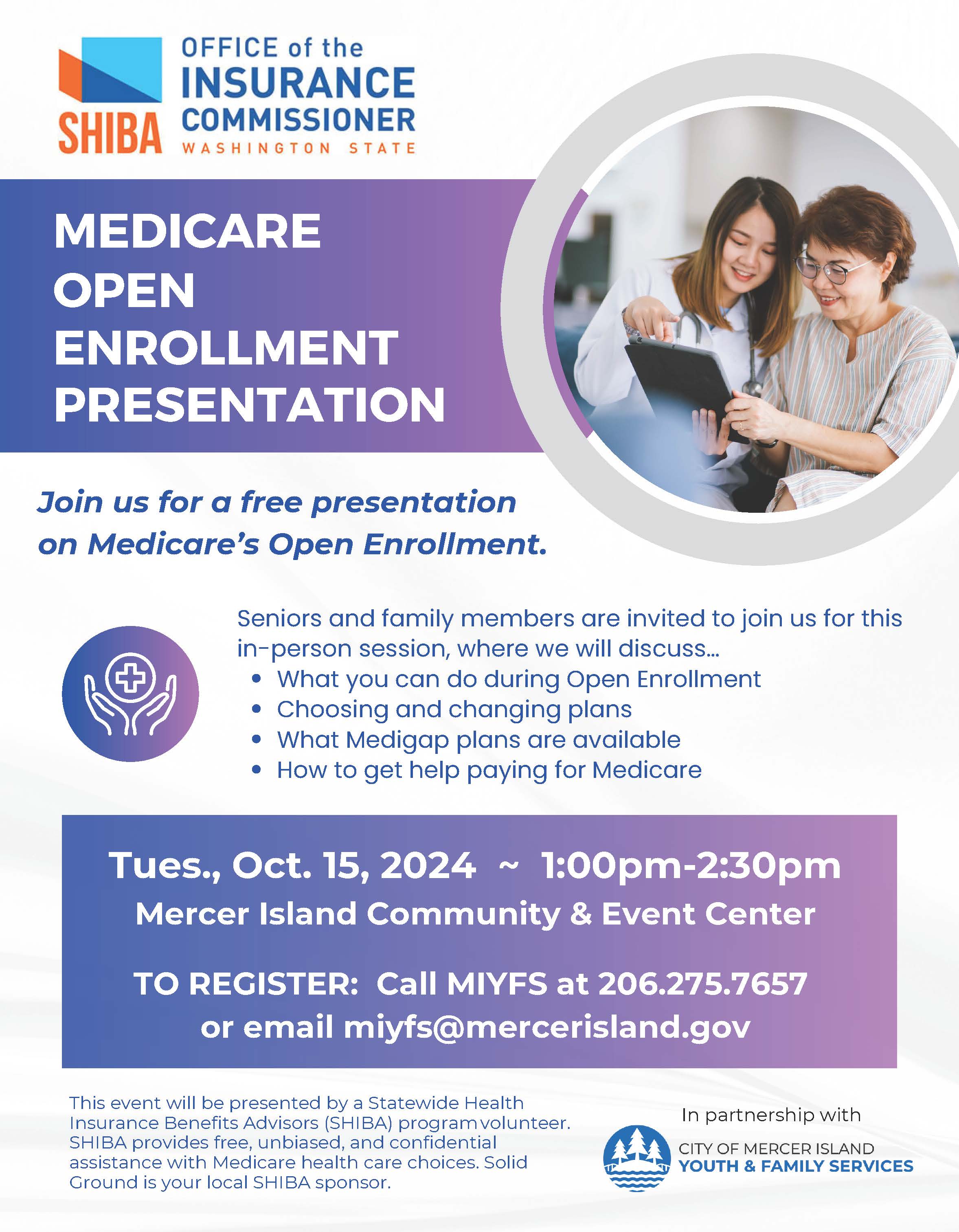 Medicare Open Enrollment Presentation | Mercer Island, Washington