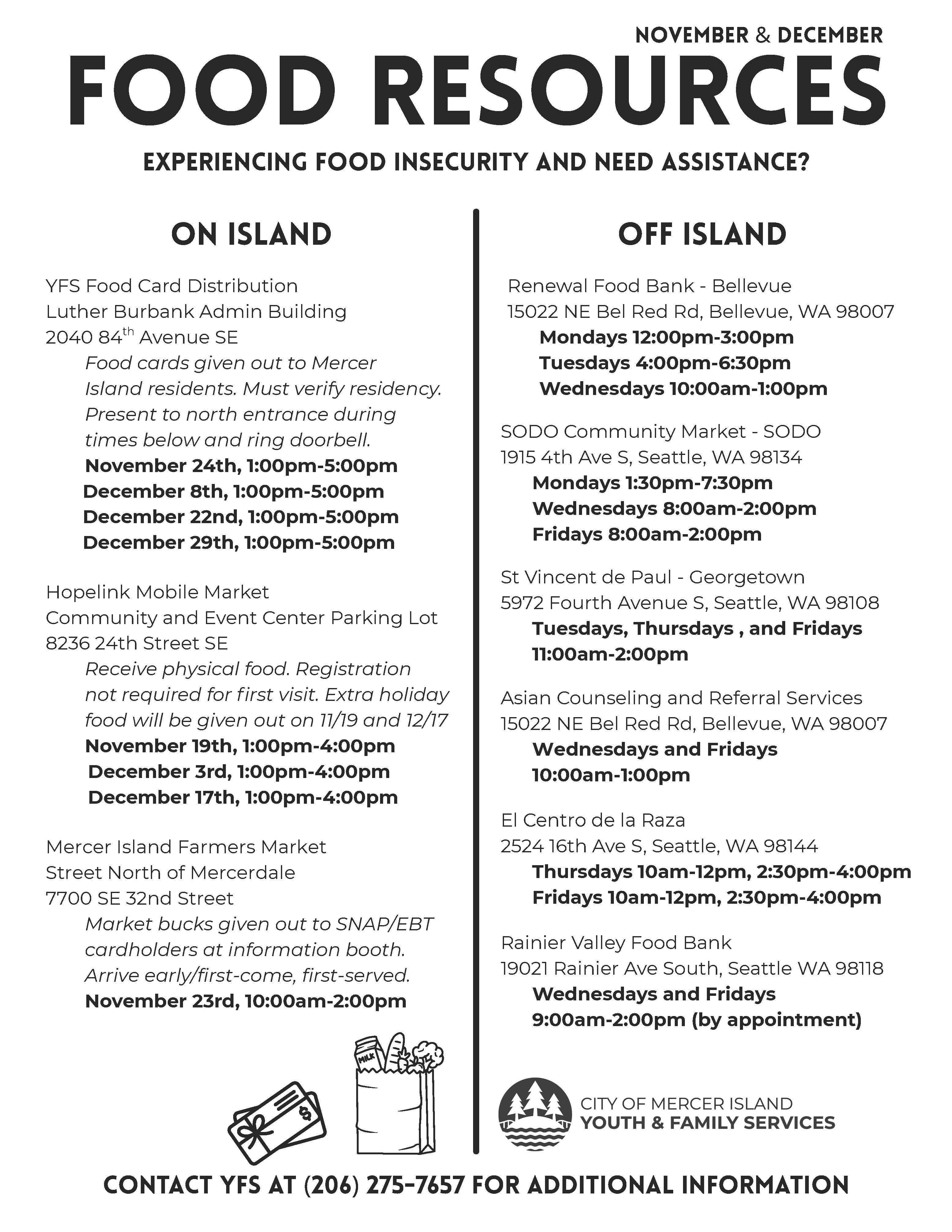 YFS Food Card Distribution | Mercer Island, Washington
