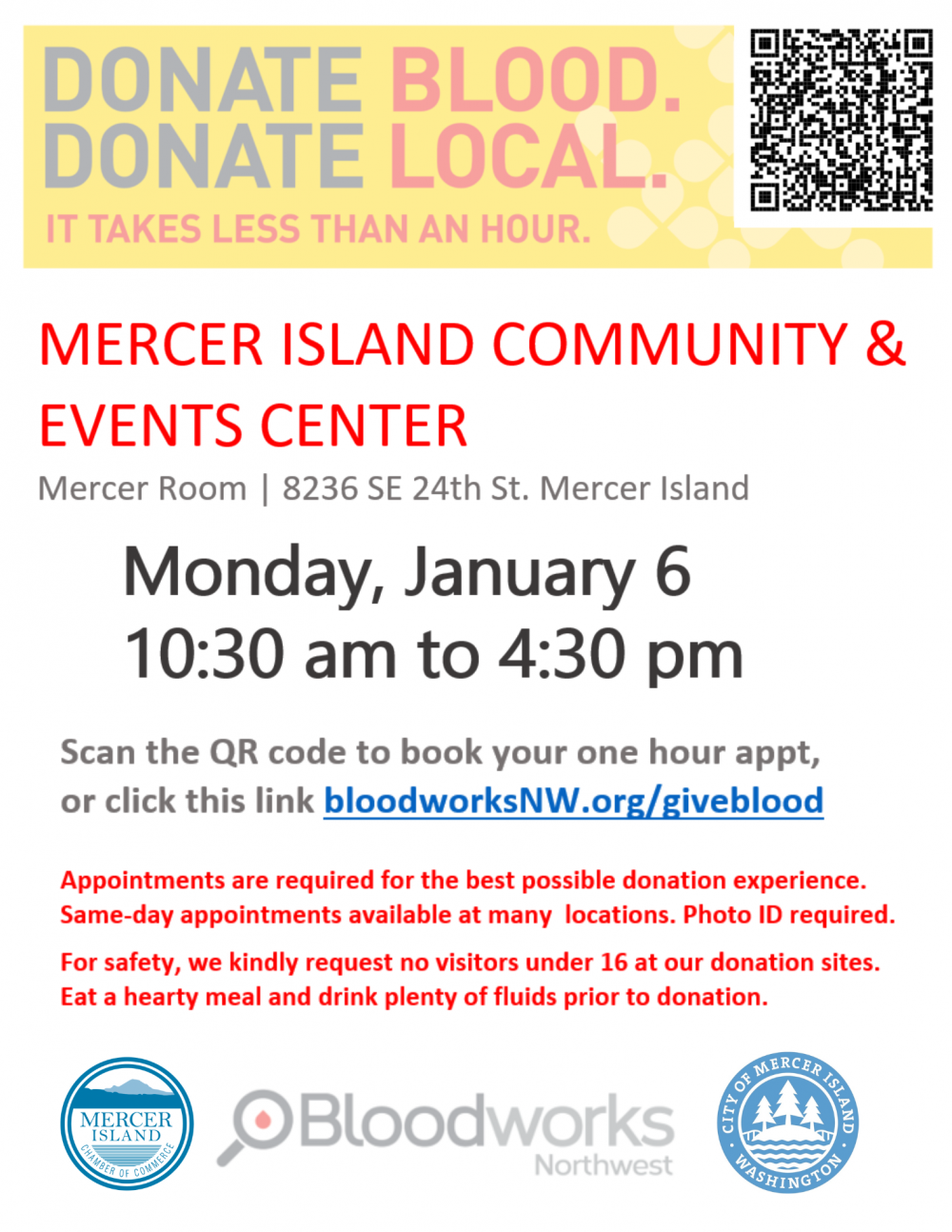 Bloodworks Northwest Blood Drive | Mercer Island, Washington