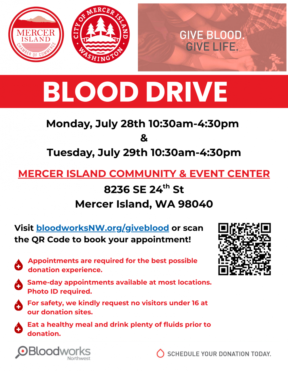 Community Mobile Blood Drive | Mercer Island, Washington