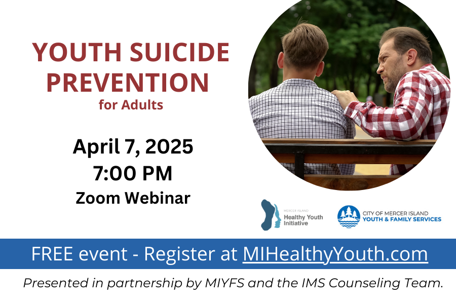Youth Suicide Prevention for Adults - Webinar | Mercer Island, Washington