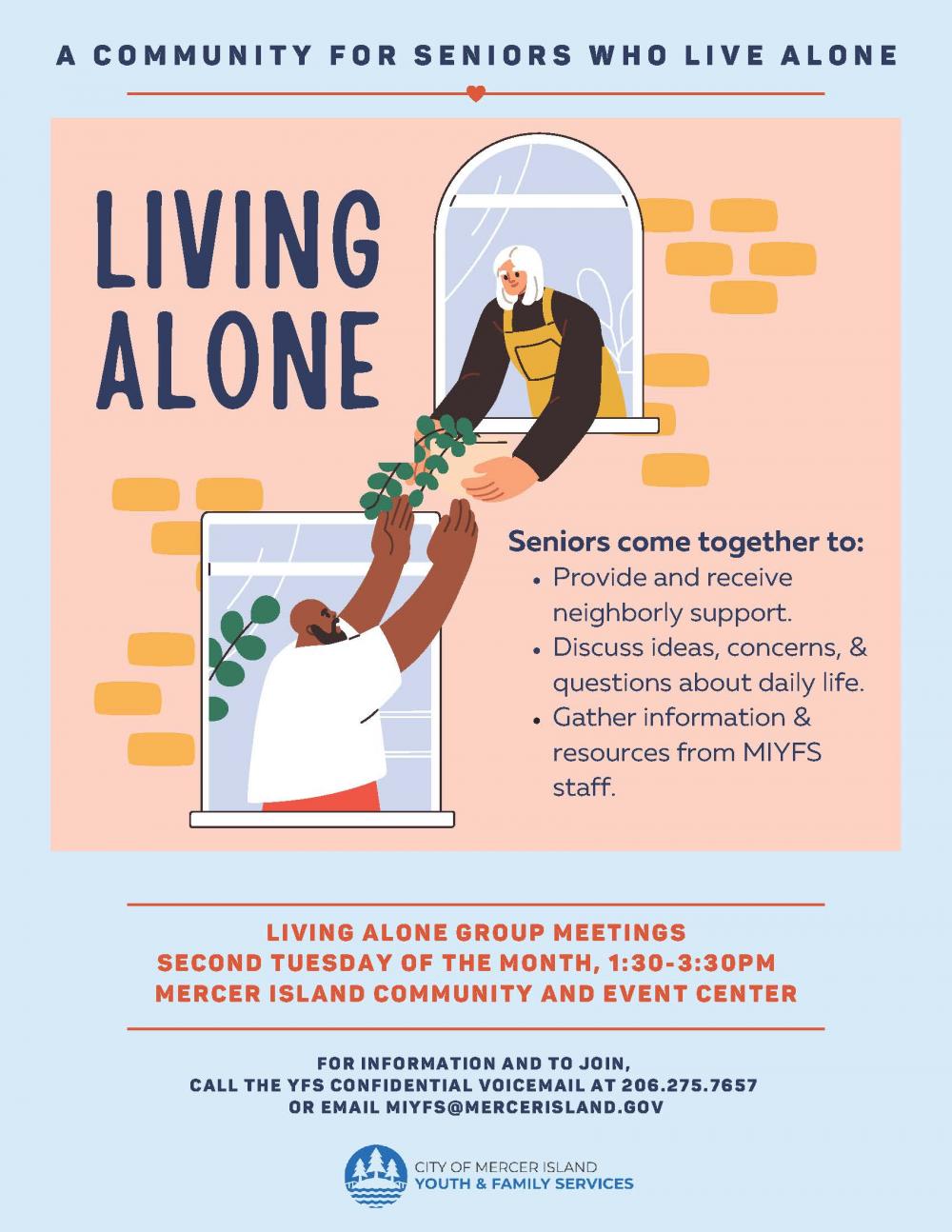 Living Alone Senior Group | Mercer Island, Washington