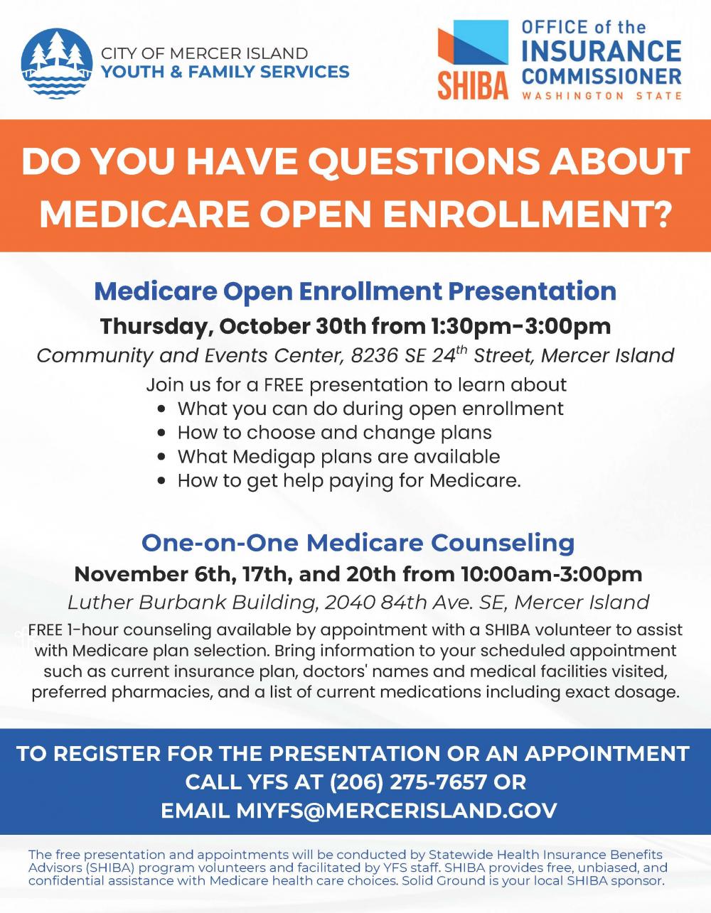 Medicare Open Enrollment Presentation | Mercer Island, Washington